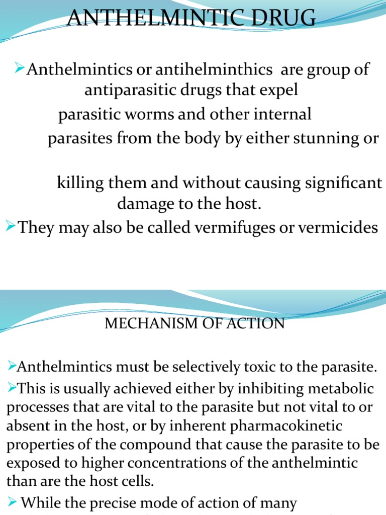 Mechanisms of Action and Considerations for Anthelmintic Drugs | PDF ...