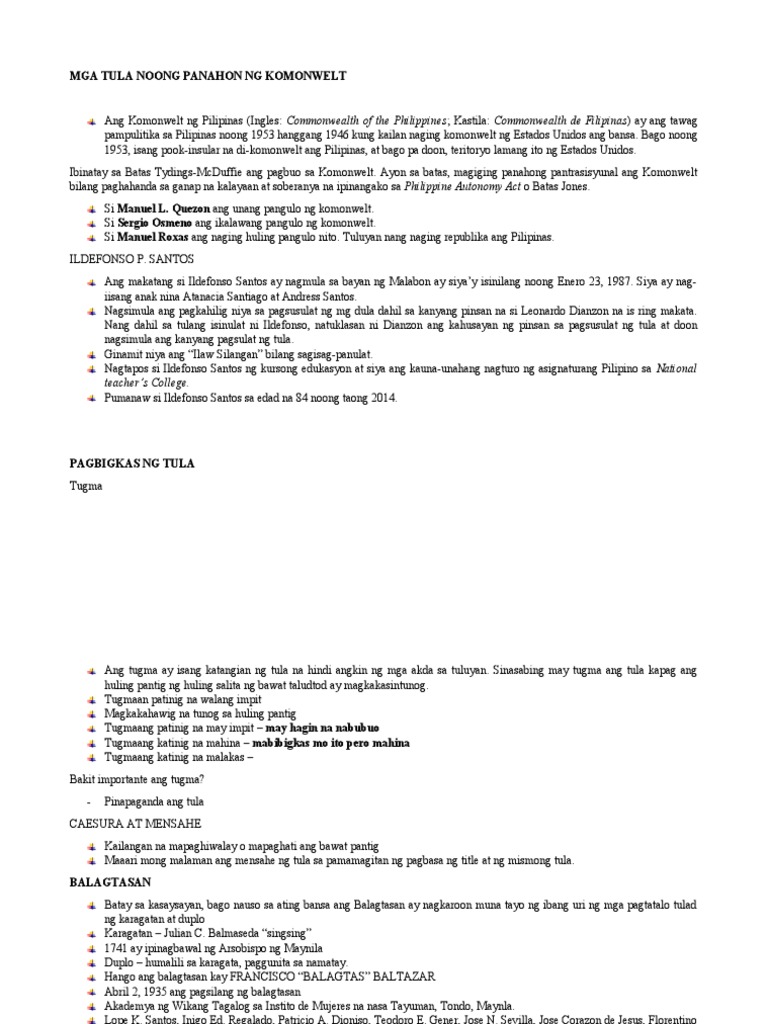 Filipino Notes (Lecture) | PDF