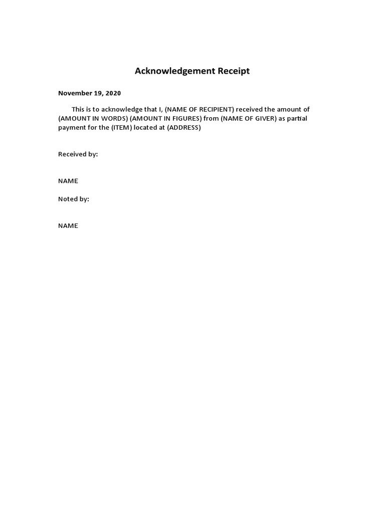 Acknowledgement Receipt | PDF