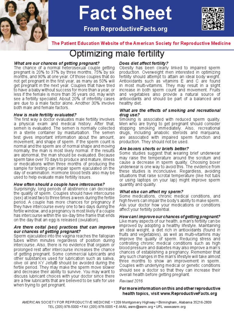 Optimizing Male Fertility Factsheet | PDF | Fertility | Infertility