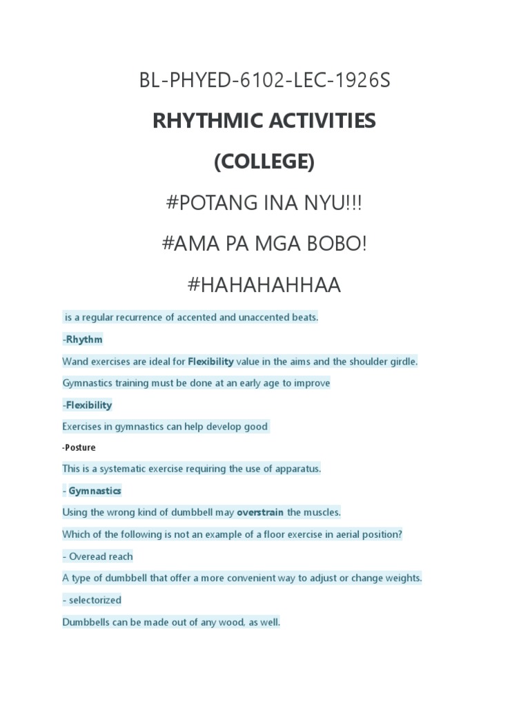 Rhythmic Activities Sources | PDF | Gymnastics | Rhythm
