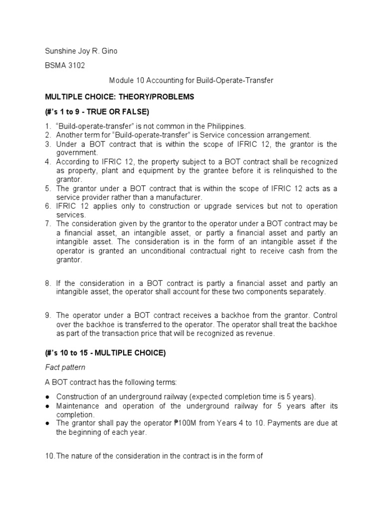 Module 10 Accounting For Build-Operate-Transfer | PDF | Present Value ...