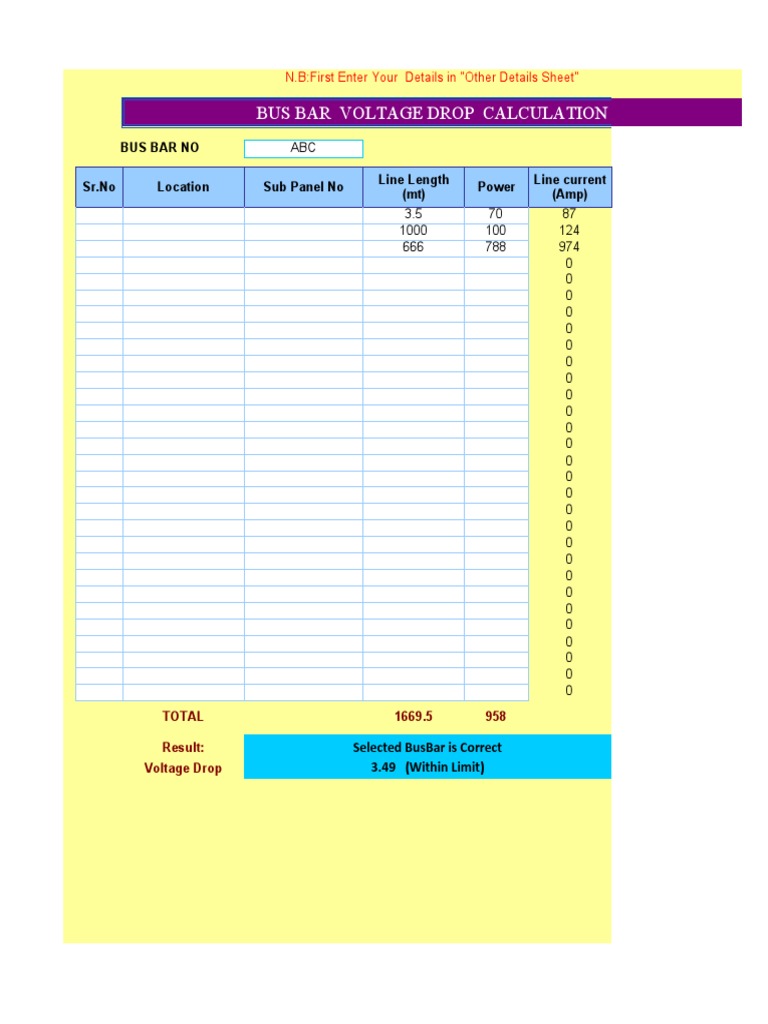 Bus Bar Voltage Drop Calculation | PDF | Electric Power | Electrical ...