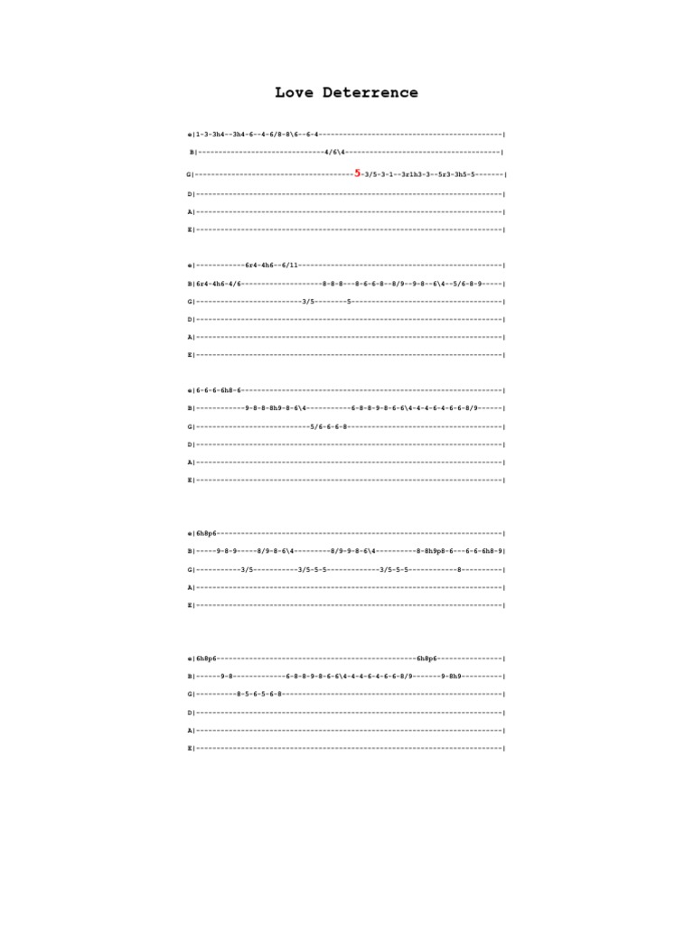 Love Deterrence Guitar Tabs | PDF