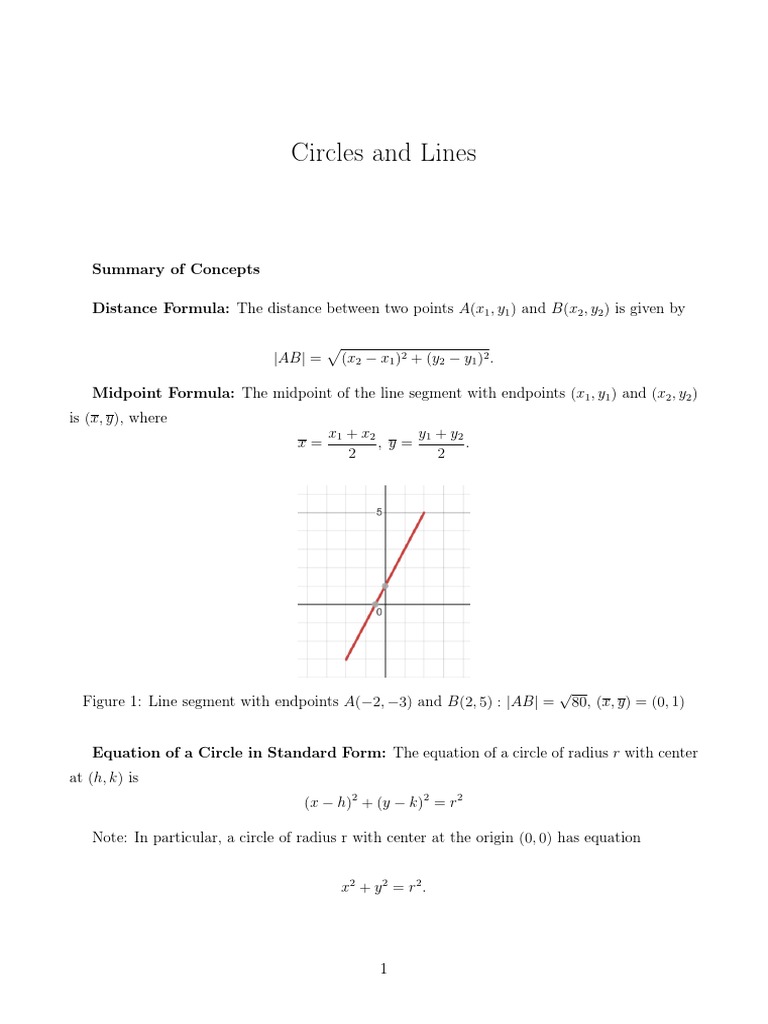 Module 2 Circles and Lines Notes | PDF | Circle | Slope