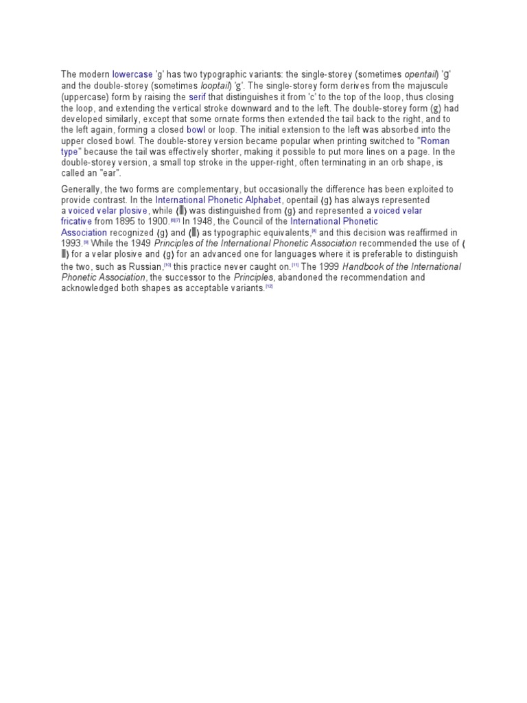 Typographic Variants of Lowercase 'g' | PDF | Language Arts ...