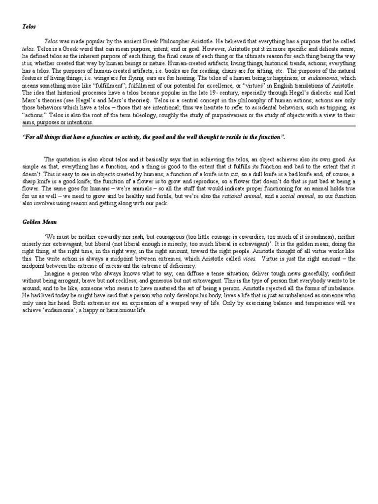 Telos | PDF | Western Philosophy | Metaphilosophy