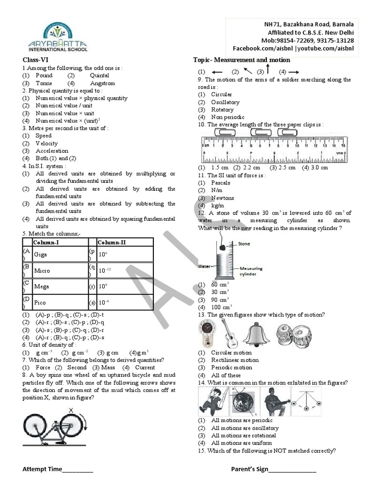 ch-1 Phy MEASUREMENT AND MOTION | PDF | International System Of Units ...