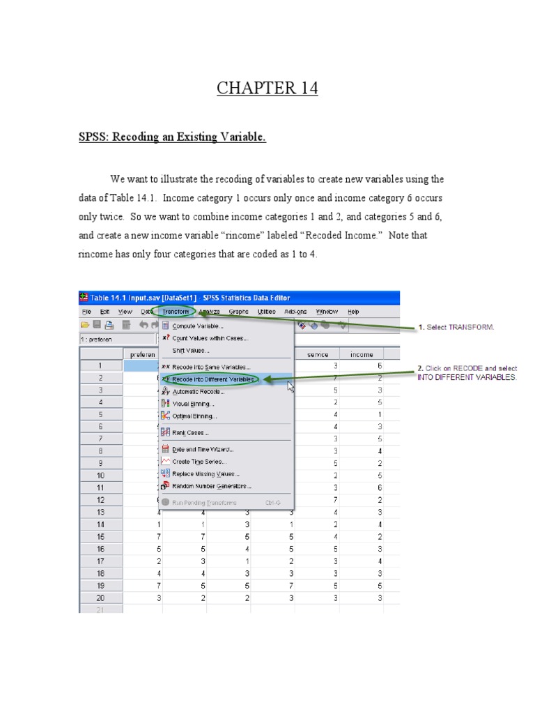 SPSS: Recoding An Existing Variable | PDF | Finance & Money Management ...