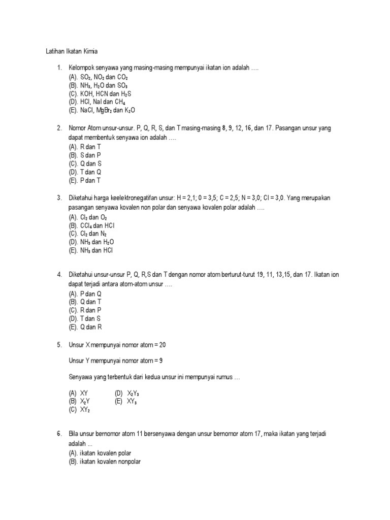 Latihan Ikatan Kimia | PDF