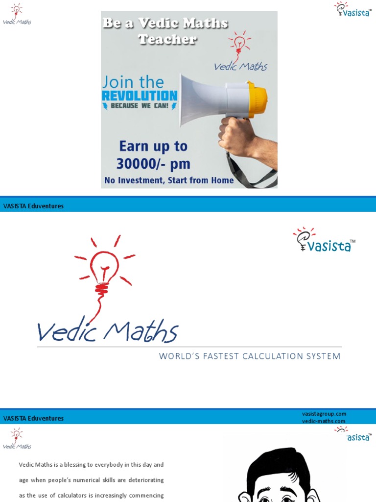 Vedic Maths-Teacher - Presentation 2020 PDF | PDF