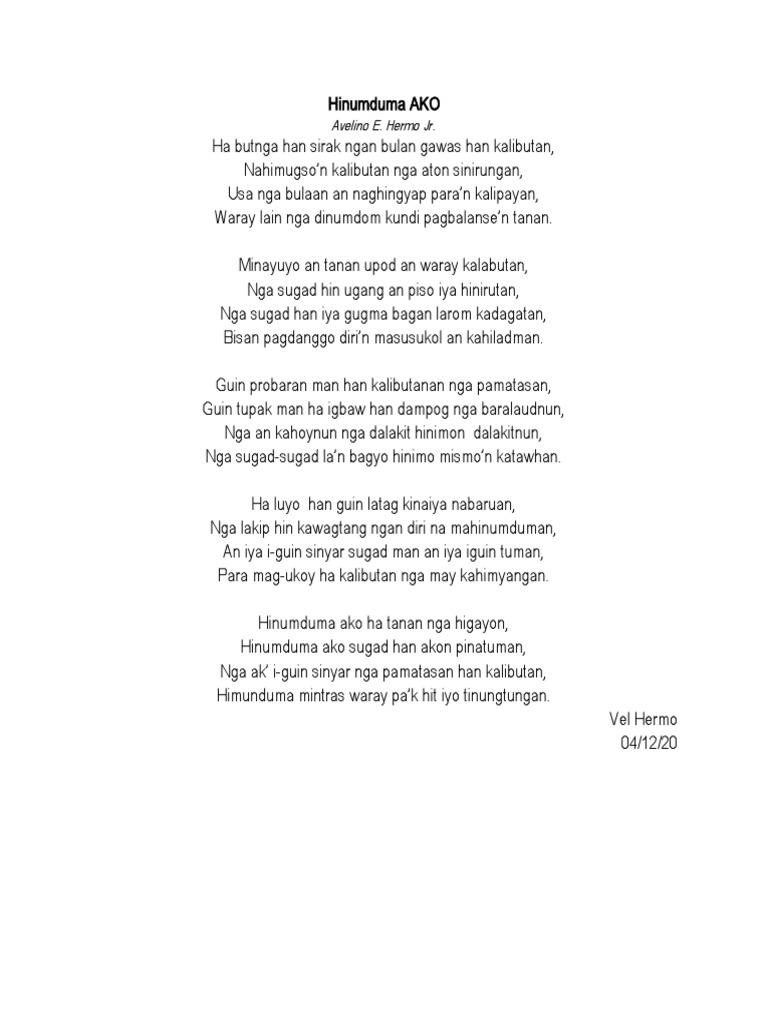 Hinumduma AKO (Siday Han Waray) | PDF