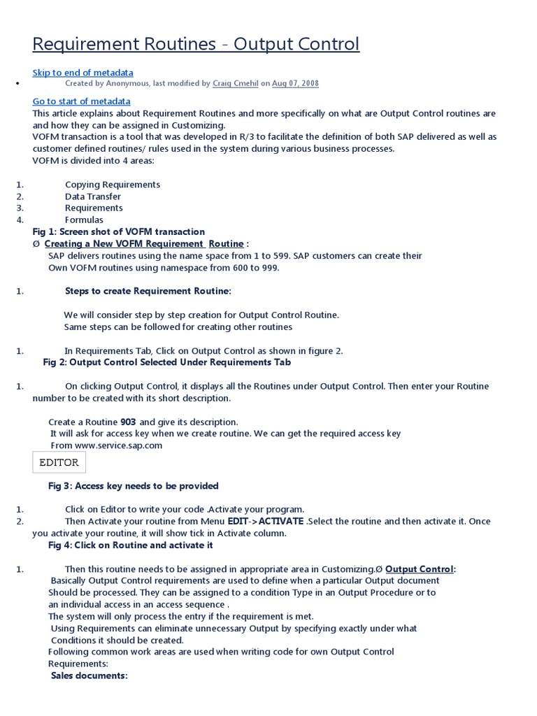Requirement Routines - Output Control | PDF | Sales | Subroutine