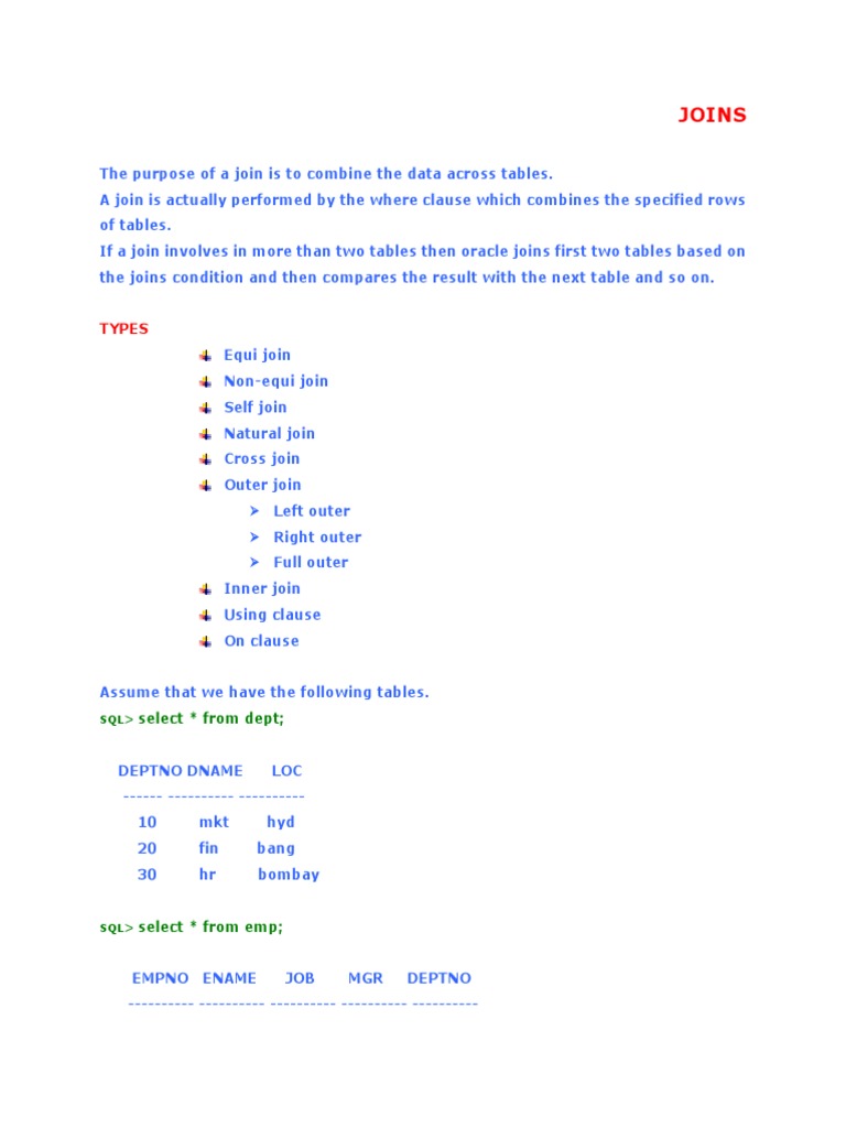 JOINS | PDF | Information Technology Management | Data