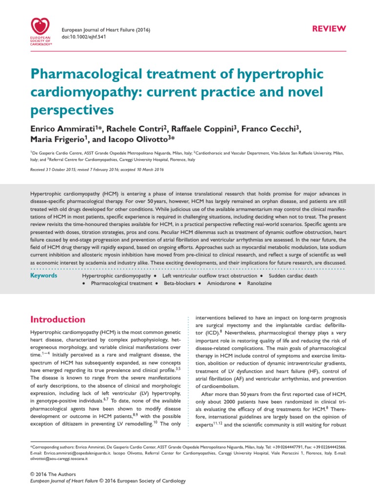 HCM Treatment Italy Ammirati2016 | PDF | Heart Failure | Internal Medicine