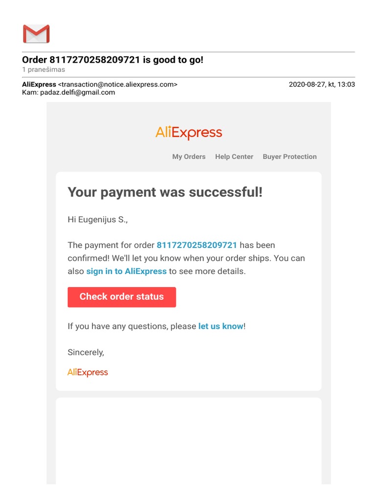 Gmail - Order 8117270258209721 Is Good To Go! PDF | PDF | Electrical ...