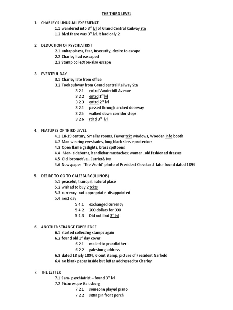 THE THIRD LEVEL Notes | PDF