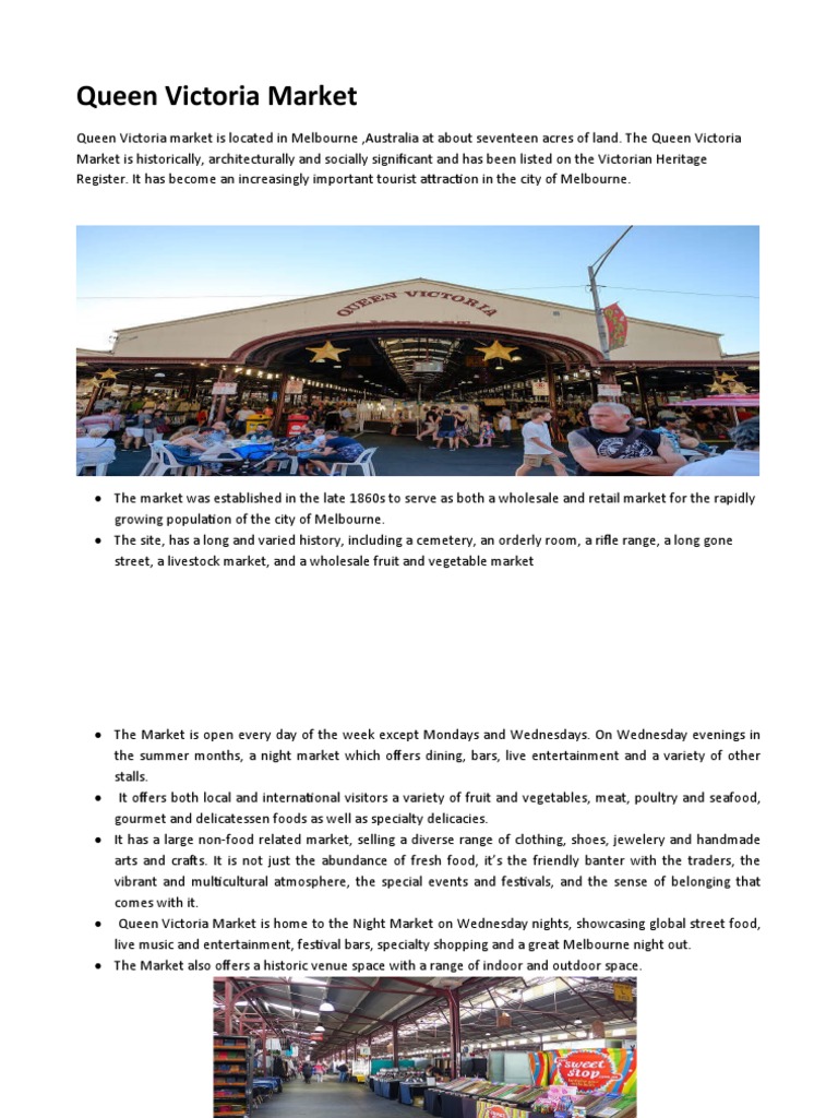 Queen Victoria Market | PDF | Food And Drink | Foods