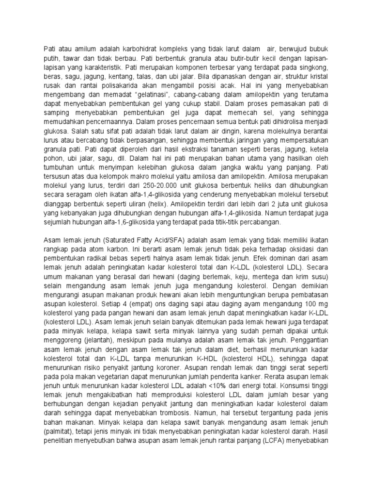 Pati Atau Amilum Adalah Karbohidrat Kompleks Yang Tidak Larut Dalam Air ...