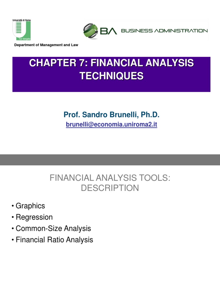 Chapter 7: Financial Analysis Techniques: Prof. Sandro Brunelli, PH.D ...