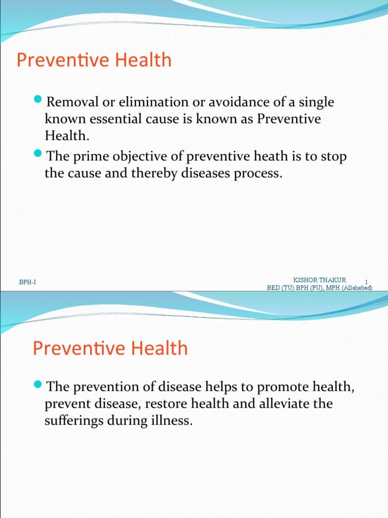 Concept of Prevention, Level of Prevention | PDF | Preventive ...