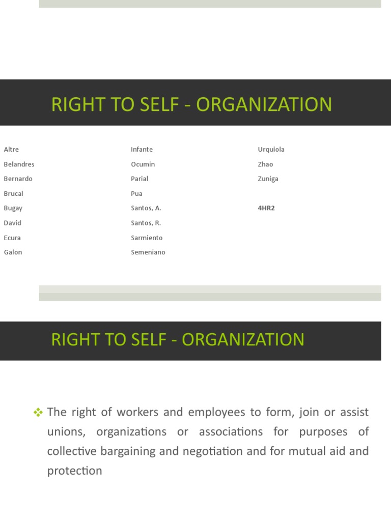 Right To Self - Organization | PDF | Trade Union | Collective Bargaining