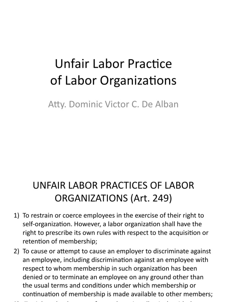 Unfair Labor Practice - Unions | PDF | Collective Bargaining | Trade Union