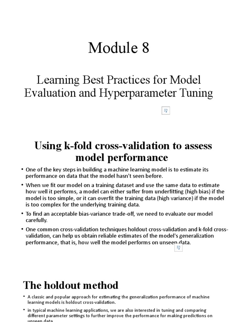 Learning Best Practices For Model Evaluation and Hyperparameter Tuning | PDF | Cross Validation ...