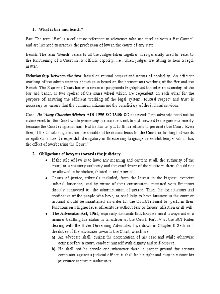 Bar and Bench Relations | PDF | Advocate | Judge