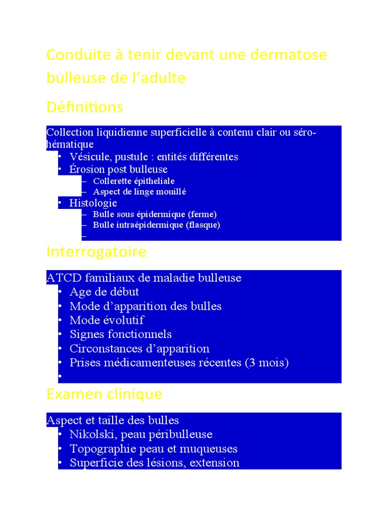 Conduite À Tenir Devant Une Dermatose Bulleuse de L | Télécharger ...