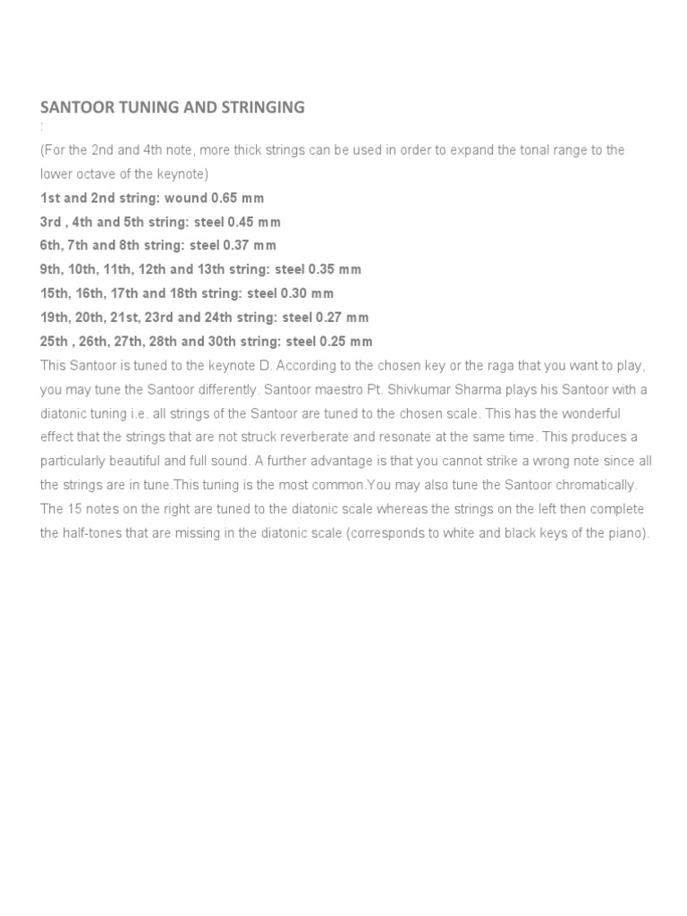 Santoor Tuning Guide and Stringing | PDF | Home & Garden