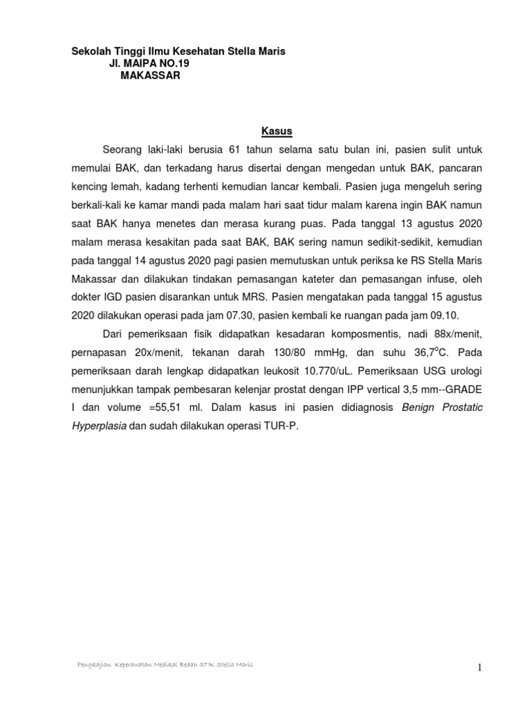 Askep BPH (Post Op Tur-P) | PDF