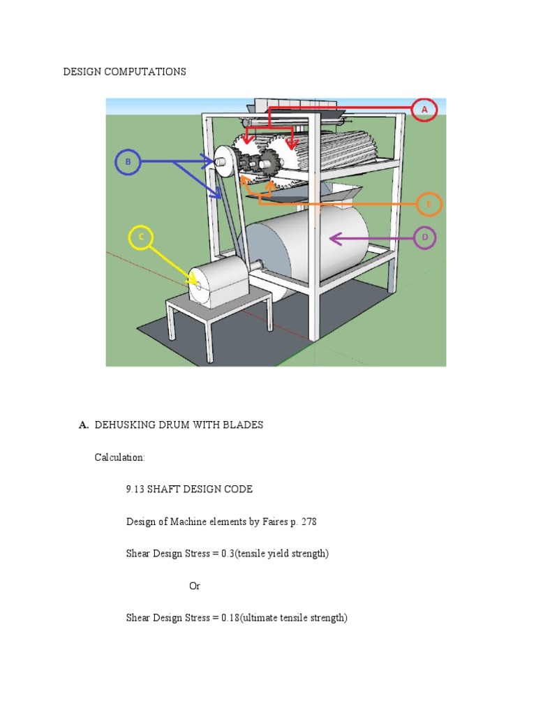 Calculation Coconut Dehusking and Decorticating Machine | PDF ...