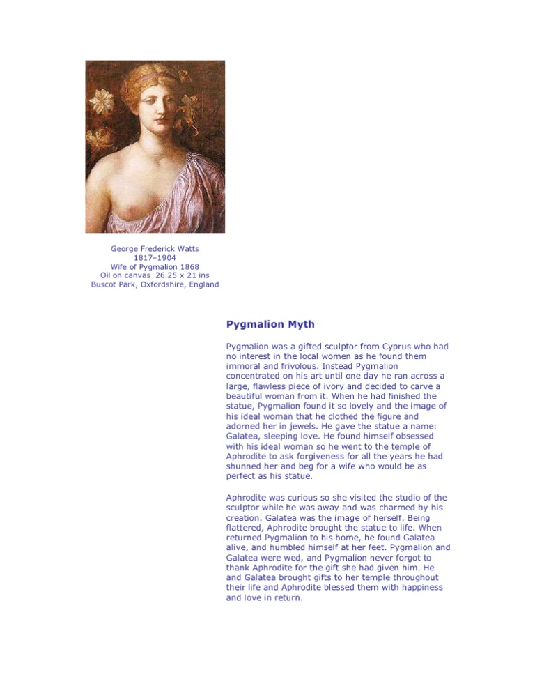 Pygmalion Myth | PDF | Ancient Greek Religion