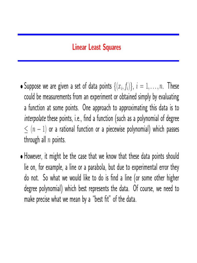 Linear Least Squares: Finding the Best Fit Line | PDF | Ordinary Least ...