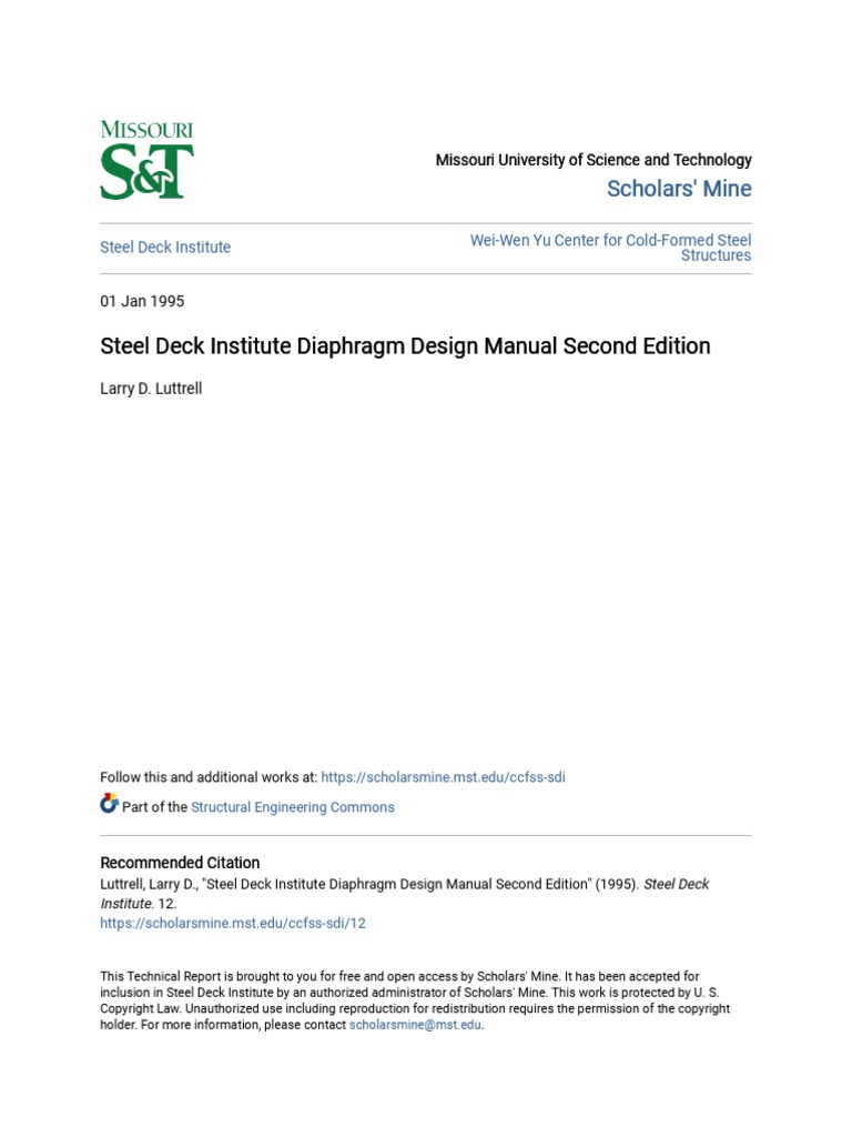 Steel Deck Institute Diaphragm Design Manual Second Edition PDF | PDF ...