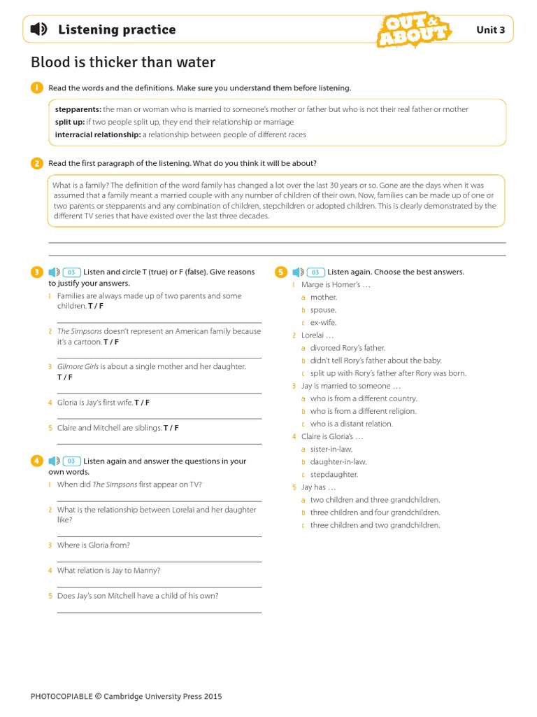 Unit 3 Listening Practice | PDF | Stepfamily | Living Arrangements