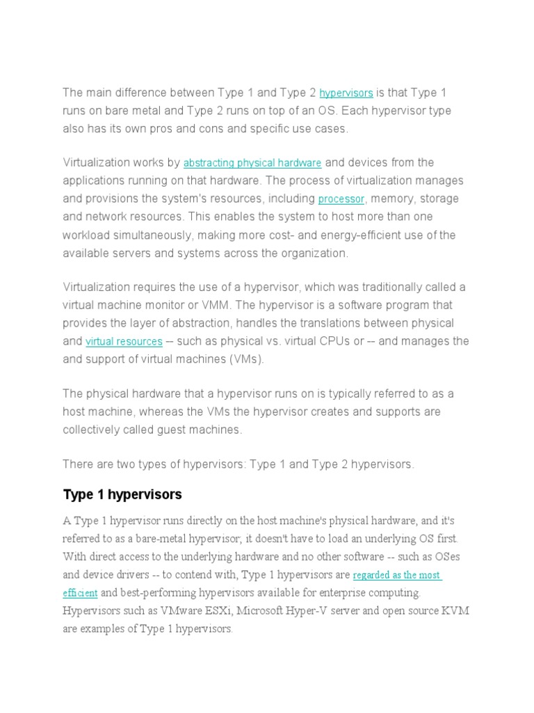 Type 1 Hypervisors | PDF | Virtual Machine | Virtualization