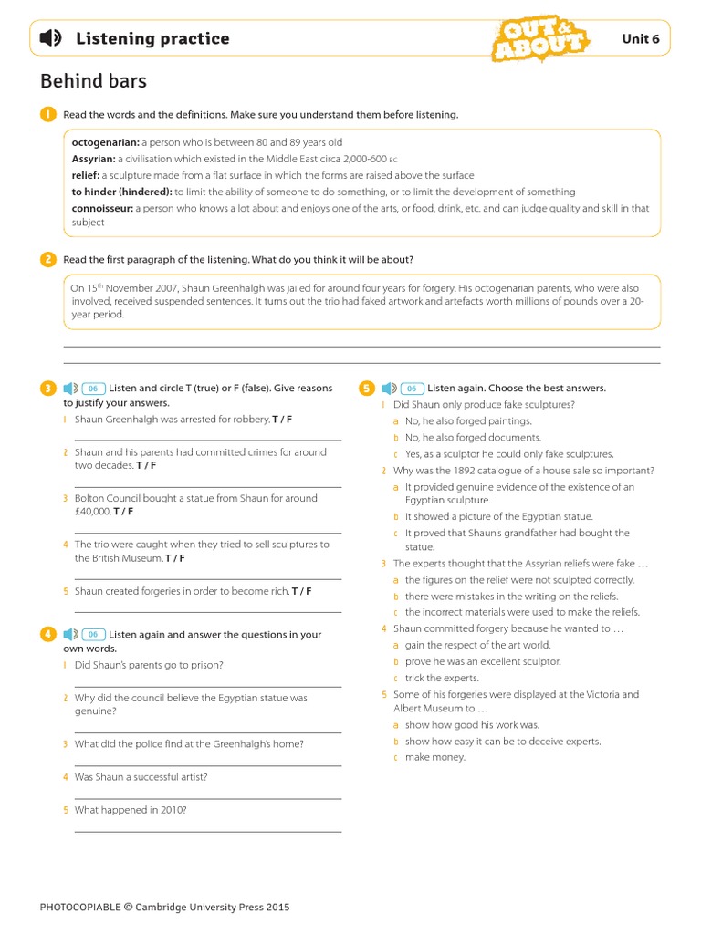 Unit 6 Listening Practice | PDF | Sculpture | Library And Museum