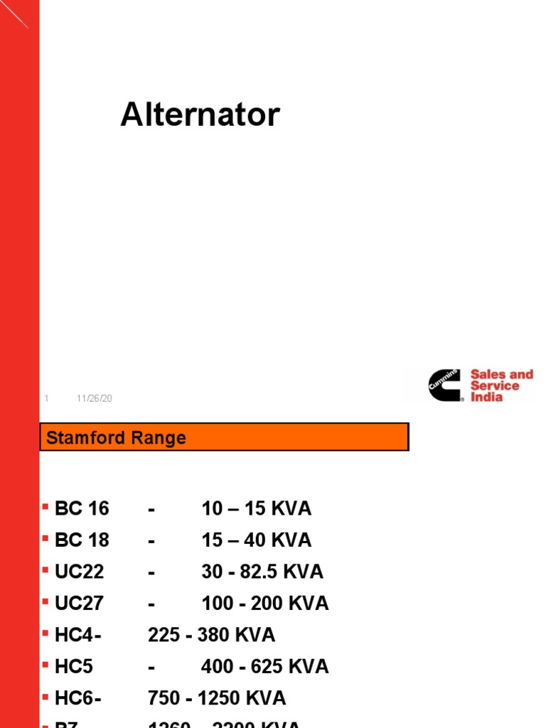 Alternator Presentation | PDF | Electric Generator | Alternating Current