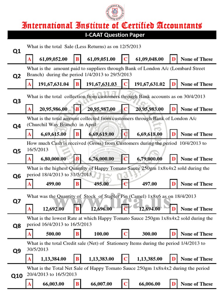 Accounting Practice Questions with Detailed Numerical Answers | PDF | Payments | Banks