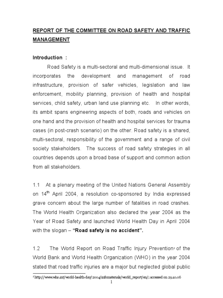 Road Safety Management Report | PDF | Road Traffic Safety | National ...