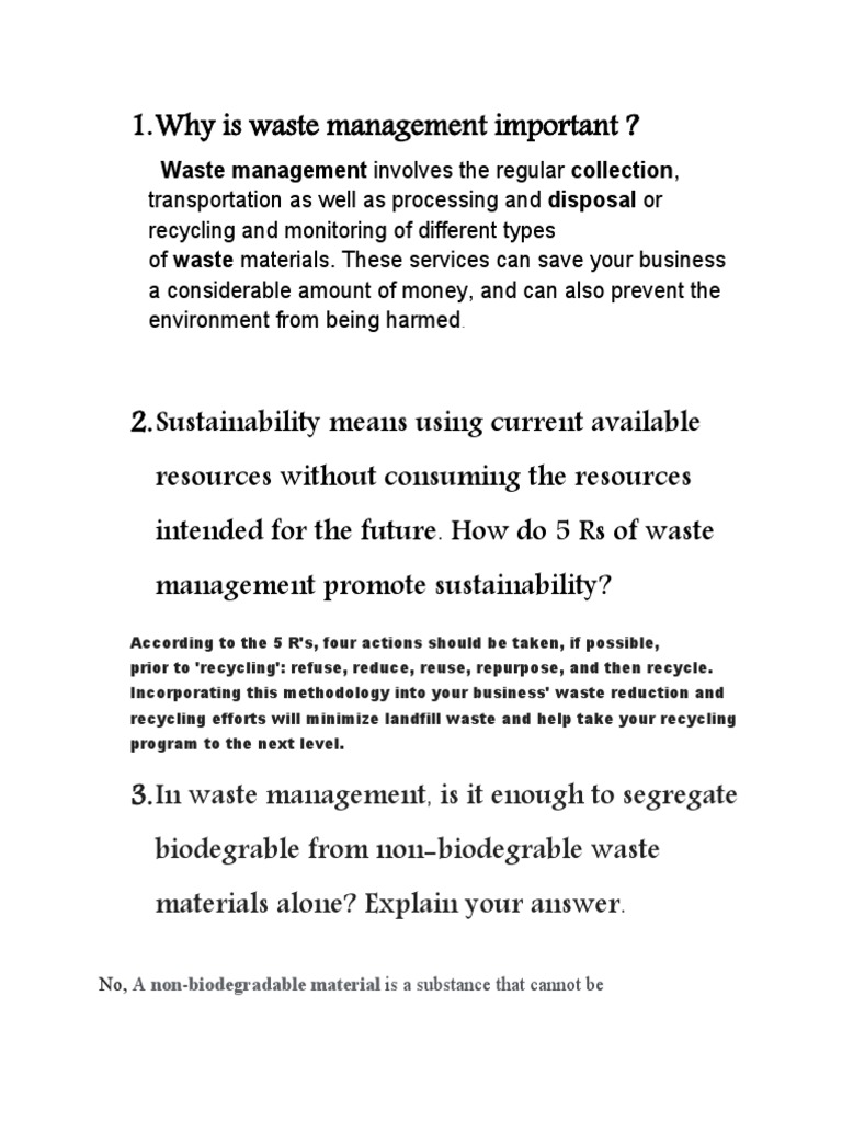Why Is Waste Management Important | PDF