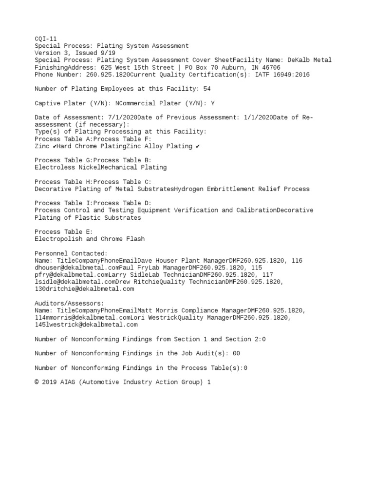 Cqi 11 | PDF | Specification (Technical Standard) | Business Process