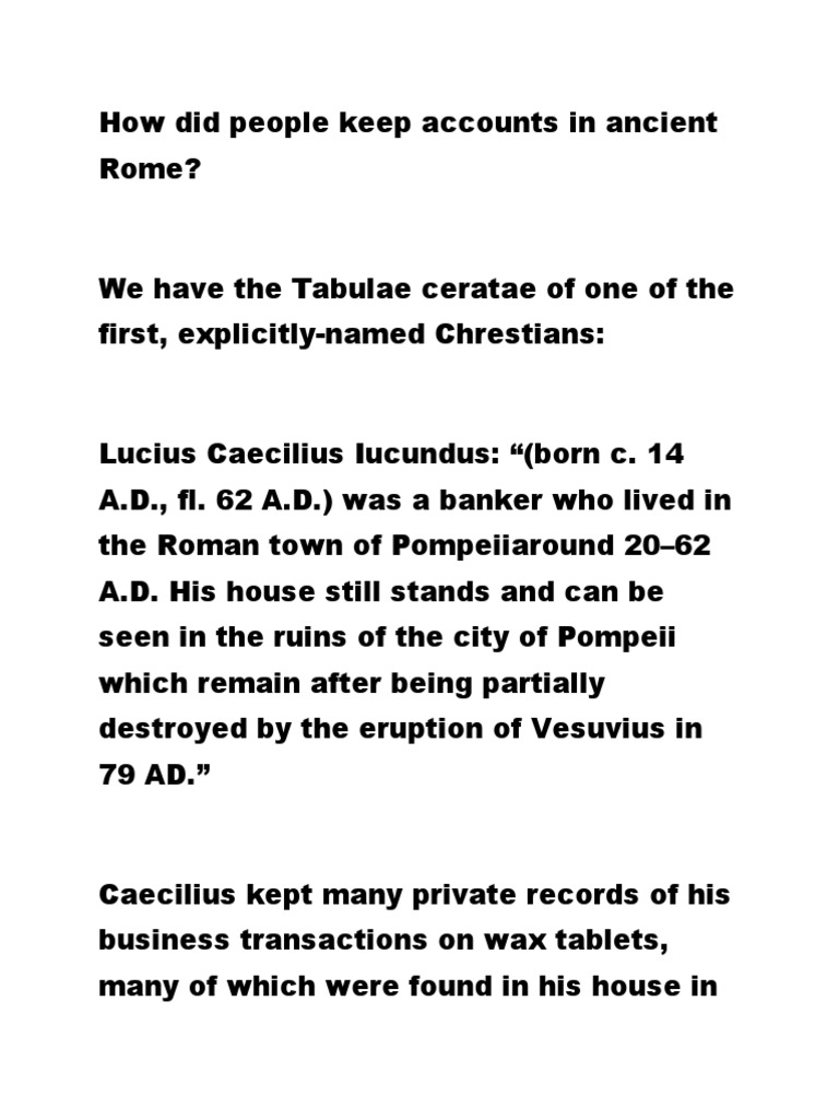 How Did People Keep Accounts in Ancient Rome | PDF | Mount Vesuvius