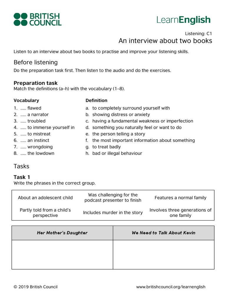 An Interview About Two Books - Listening | PDF | Psychological Concepts ...