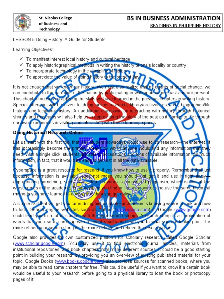 Lesson 5 Doing History A Guide For Students | PDF | Oral History ...