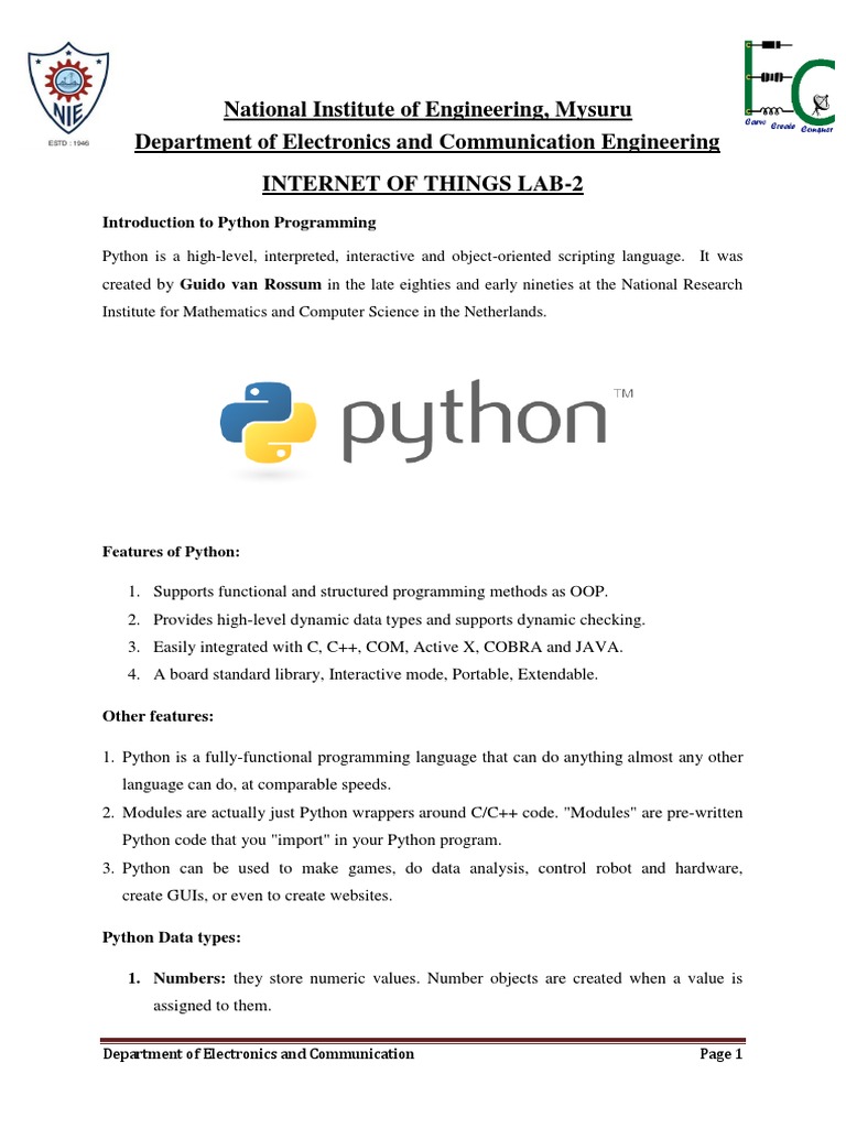 Introduction to Python Programming: Key Features, Data Types, and a Basic Example | PDF | Python ...