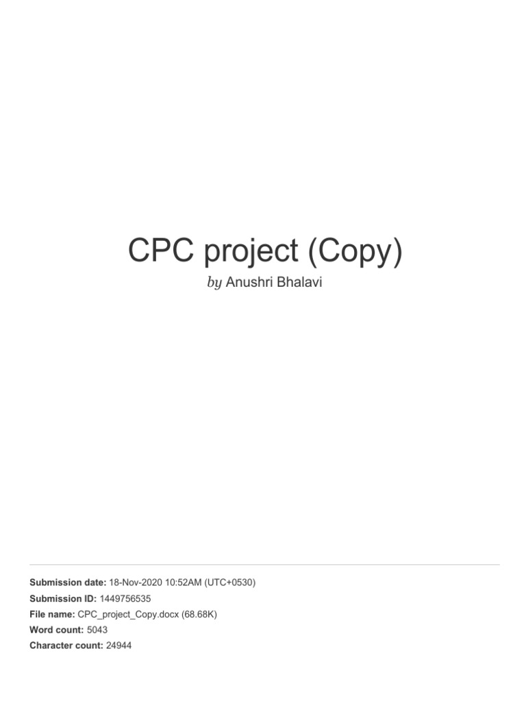 CPC Project (Copy) (Updated) | PDF