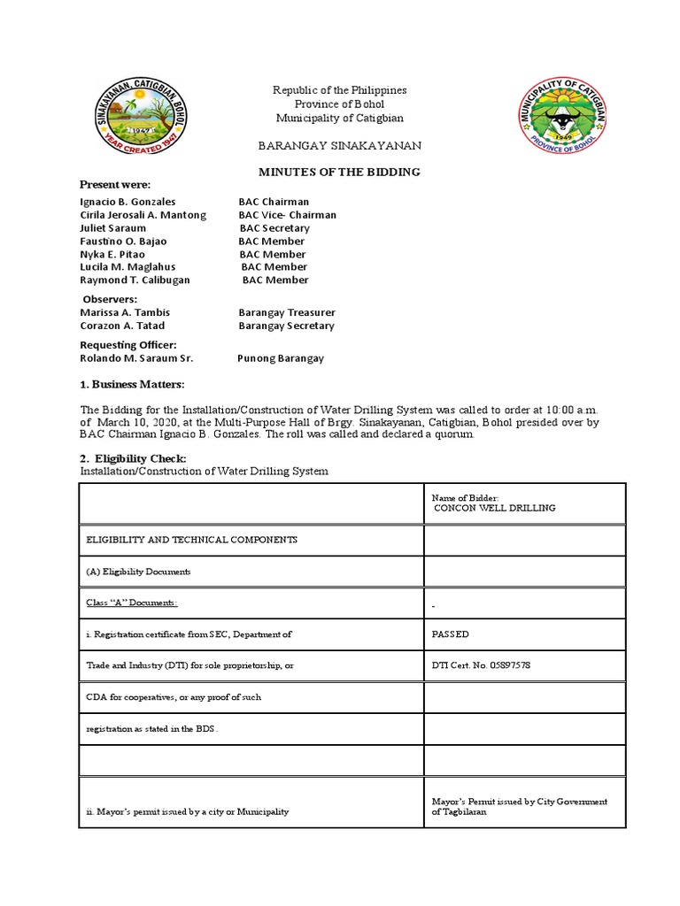Minutes of Bid Opening | PDF | Surety | Letter Of Credit